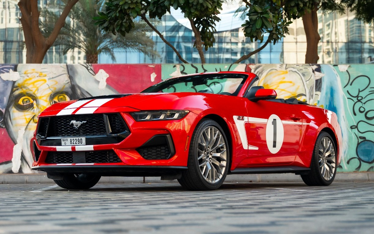 Rent a Ford Mustang cabrio (Red), 2023 ID-06303, in Ras Al Khaimah ...